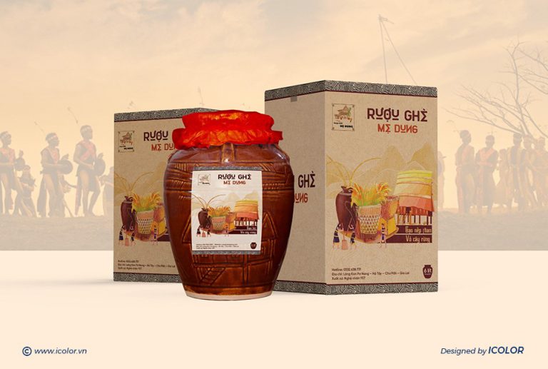 Thiết kế bao bì tem nhãn sản phẩm Rượu Ghè Mẹ Dung
